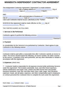 Minnesota Independent Contractor Agreement | PDF | Word