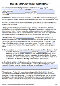 Maine Employment Contract Template | PDF | Word