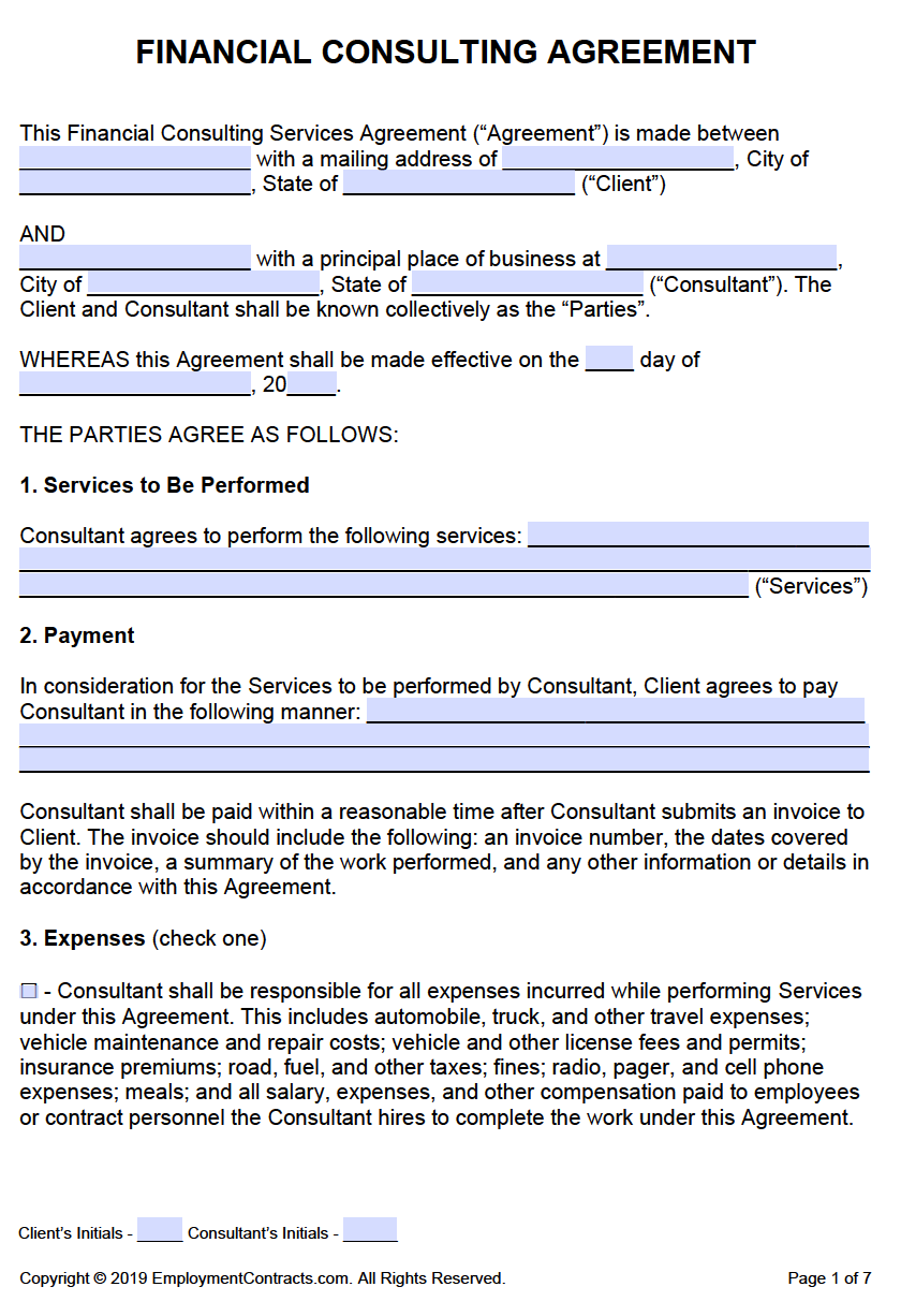Financial Consultant Agreement PDF Word